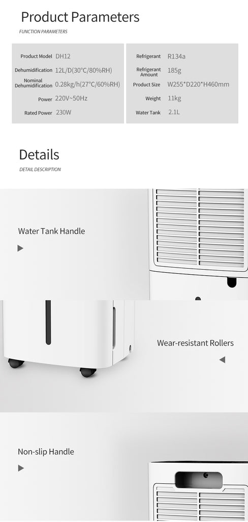 LifePro DH12 12L/Day Dehumidifier with Compressor/ 3-pin SG Plug/ Engl ...