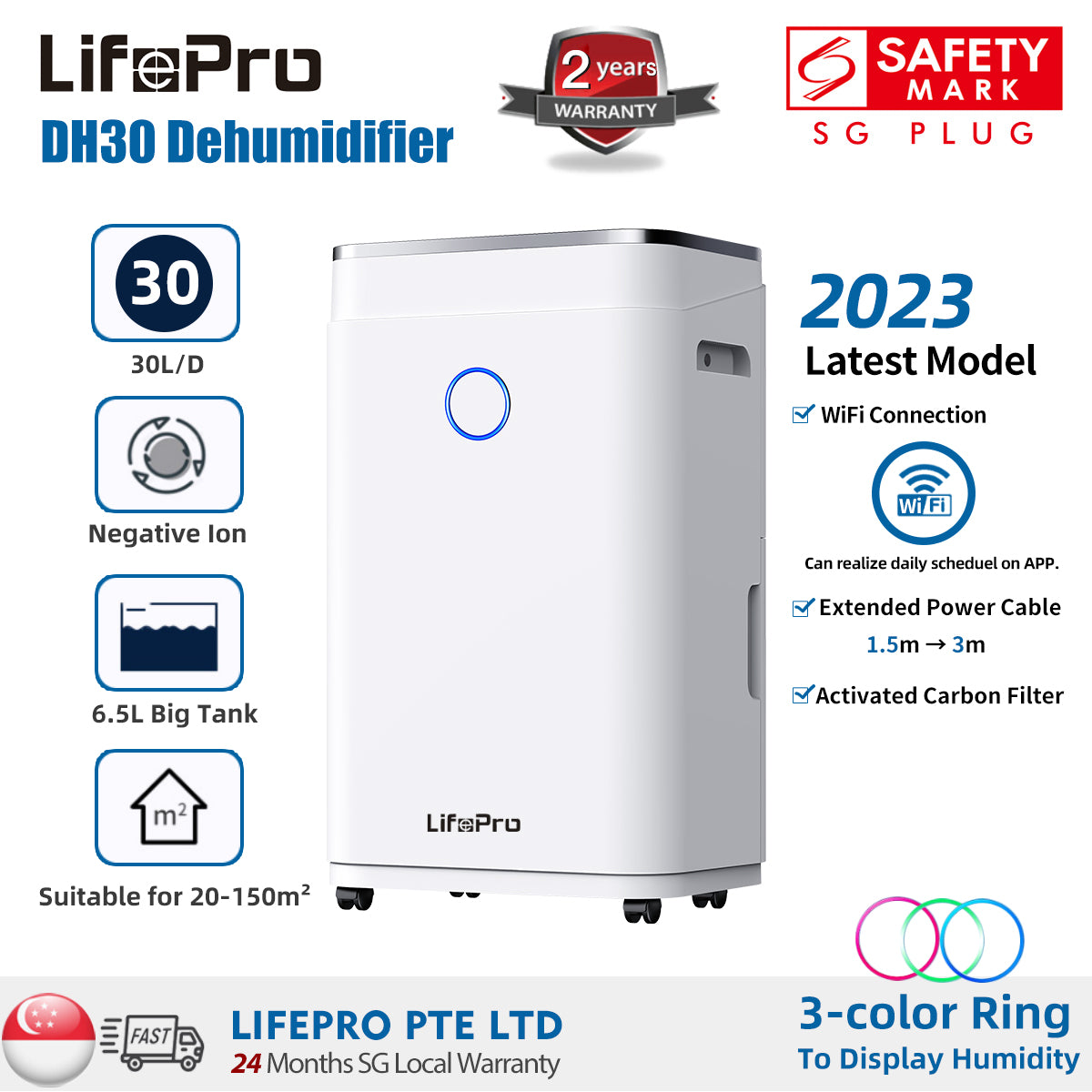 【Pre-order with 2 Sets of Filters for Free】LifePro DH30 30L/D Dehumidi – LifePro SG